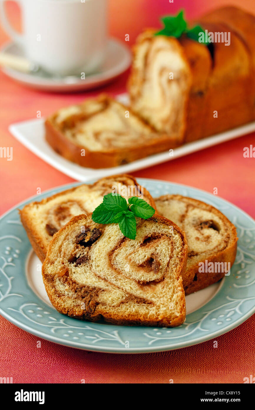 Plum cake with walnuts and raisins. Recipe available Stock Photo - Alamy