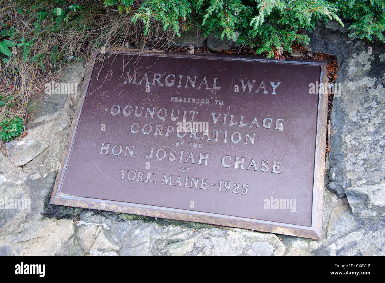 Marginal Way commemorative plaque, Ogunquit, Maine, USA Stock Photo - Alamy