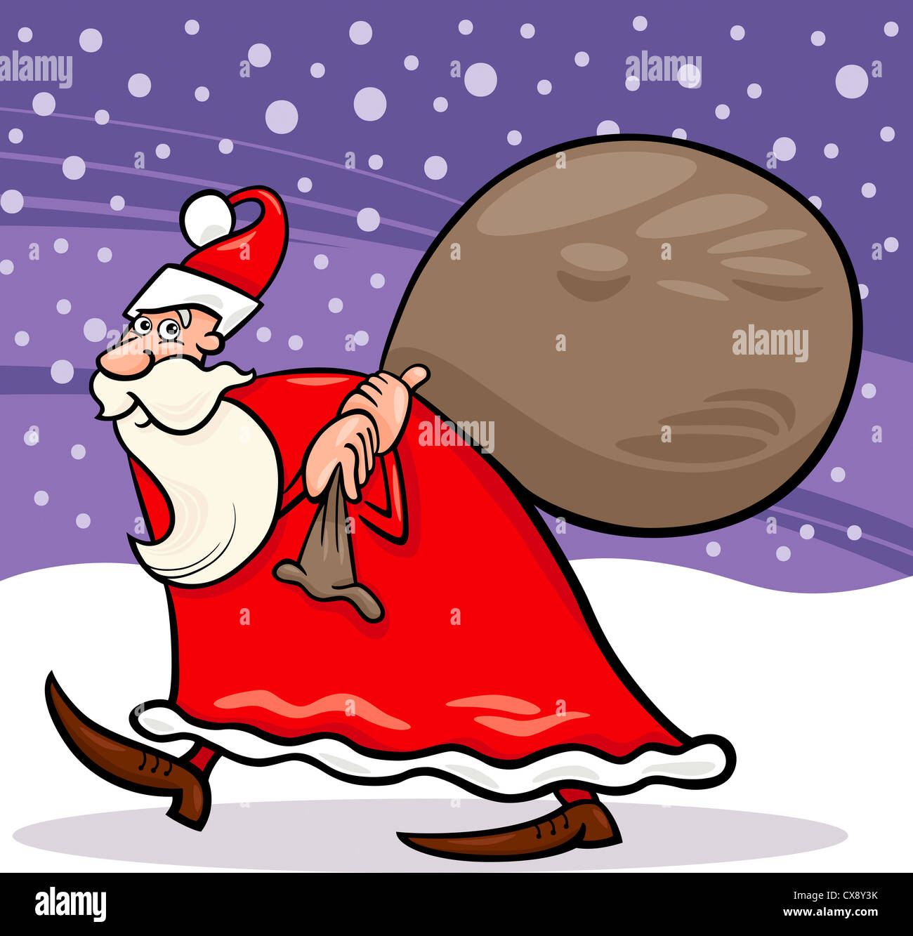 Cartoon Illustration of Christmas Santa Claus or Papa Noel with ...