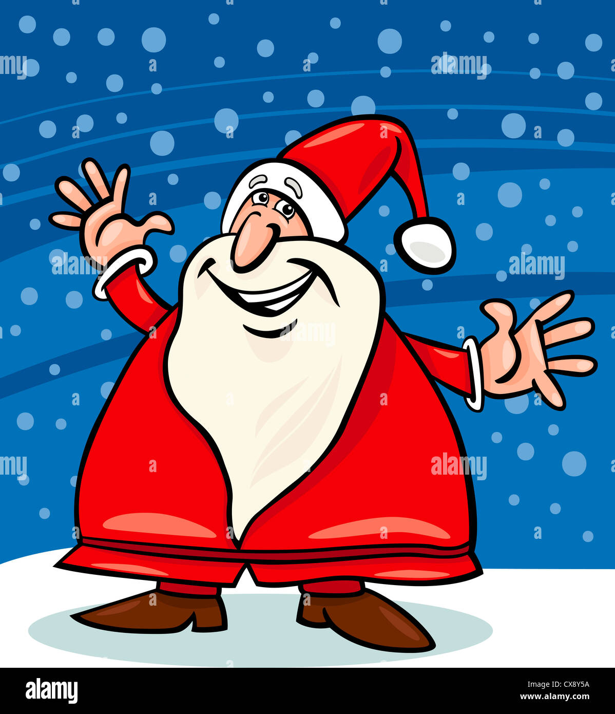 Cartoon Illustration of Happy Christmas Santa Claus or Papa Noel ...