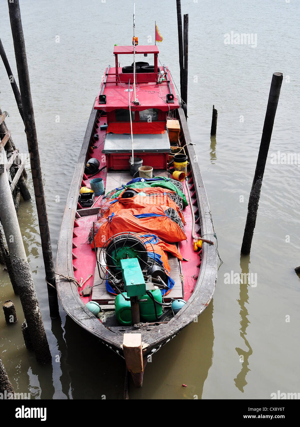A Red Boat Stock Photo - Alamy