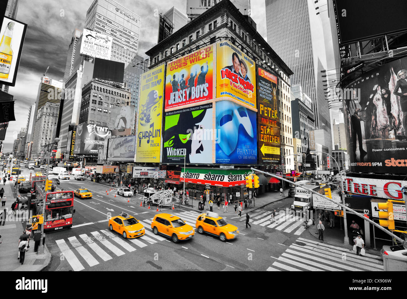 Times square people and cars hi-res stock photography and images - Alamy