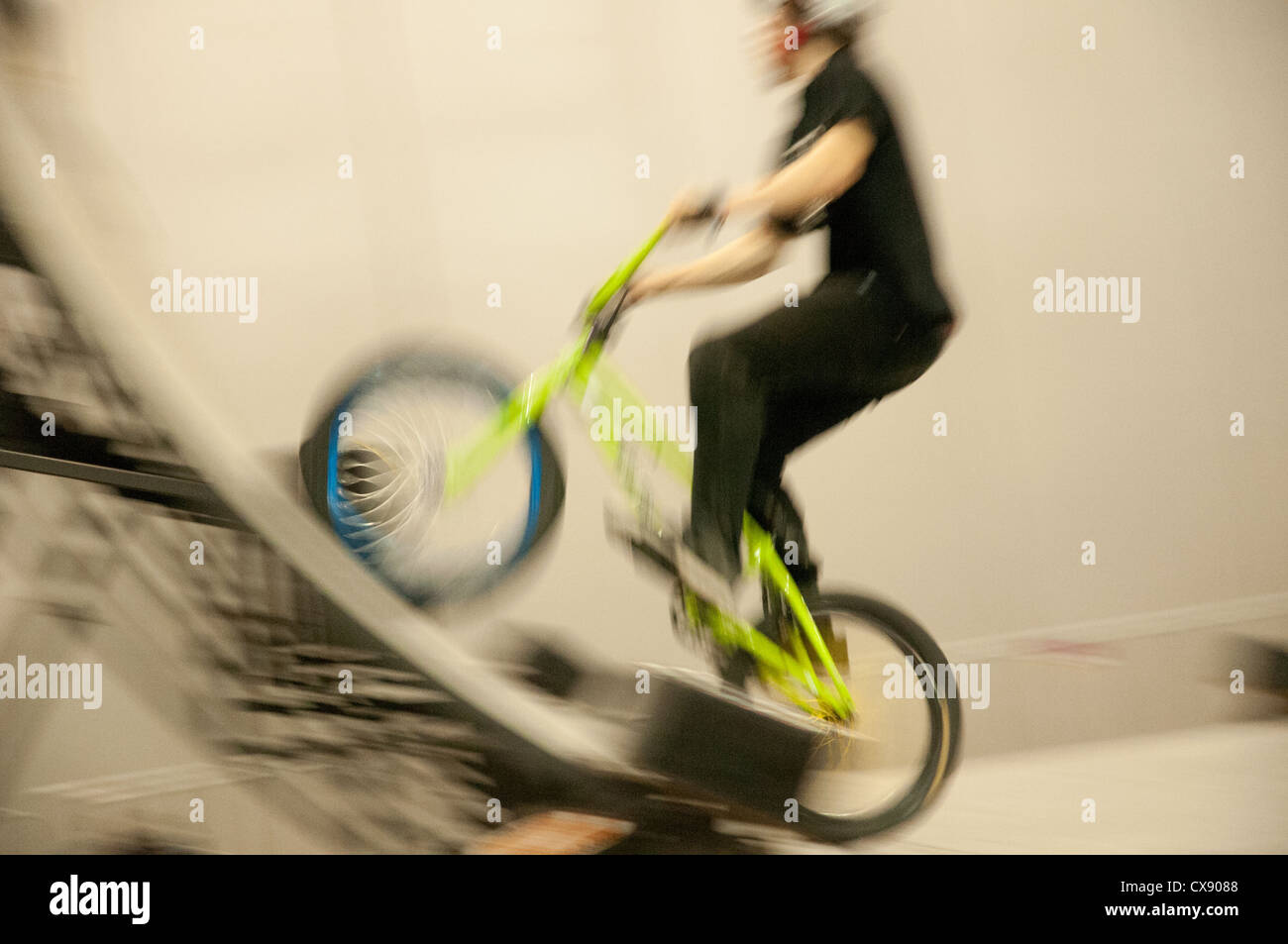 BMX on ramp doing tricks Stock Photo - Alamy
