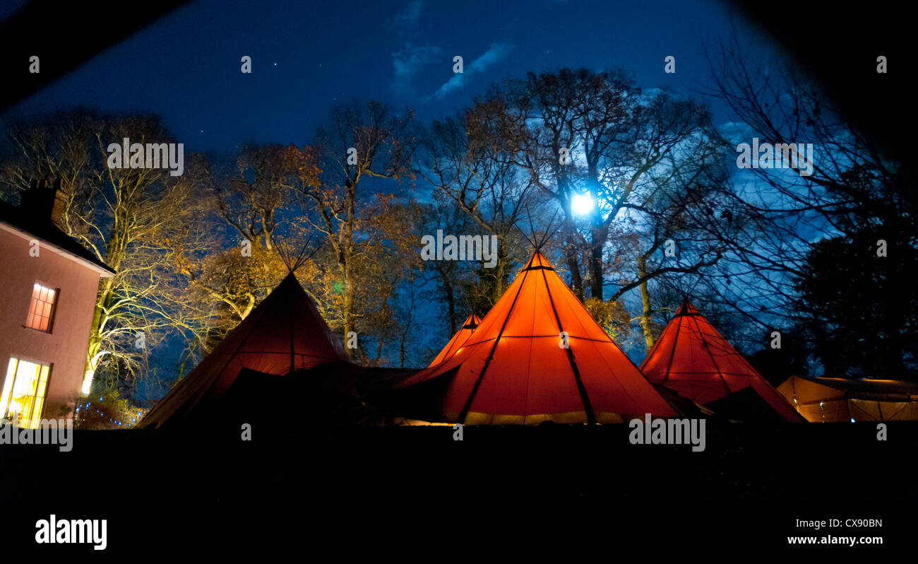 Large tent lit from inside Stock Photo - Alamy