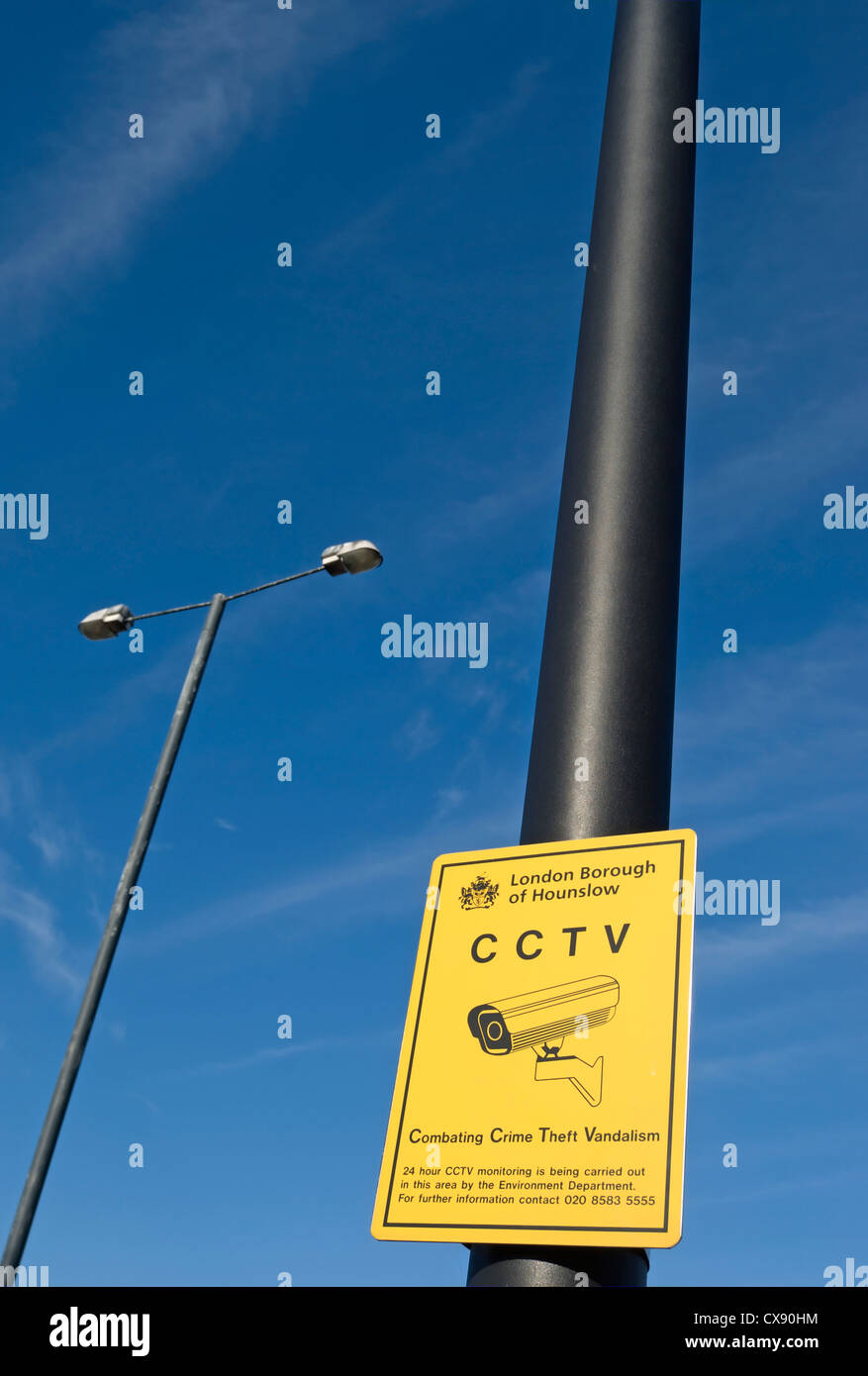 london borough of hounslow cctv warning sign, hanworth, middlesex ...