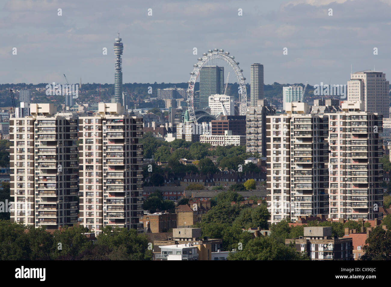 Aerial view of south London looking from Camberwell towards Lambeth ...