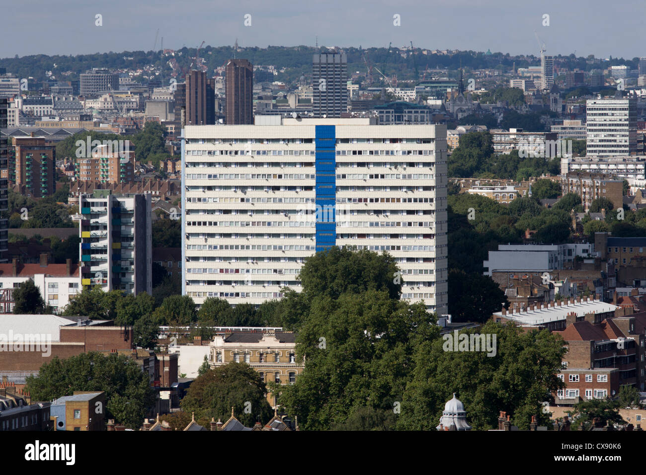 Aerial view of south London looking from Camberwell towards high-rise ...