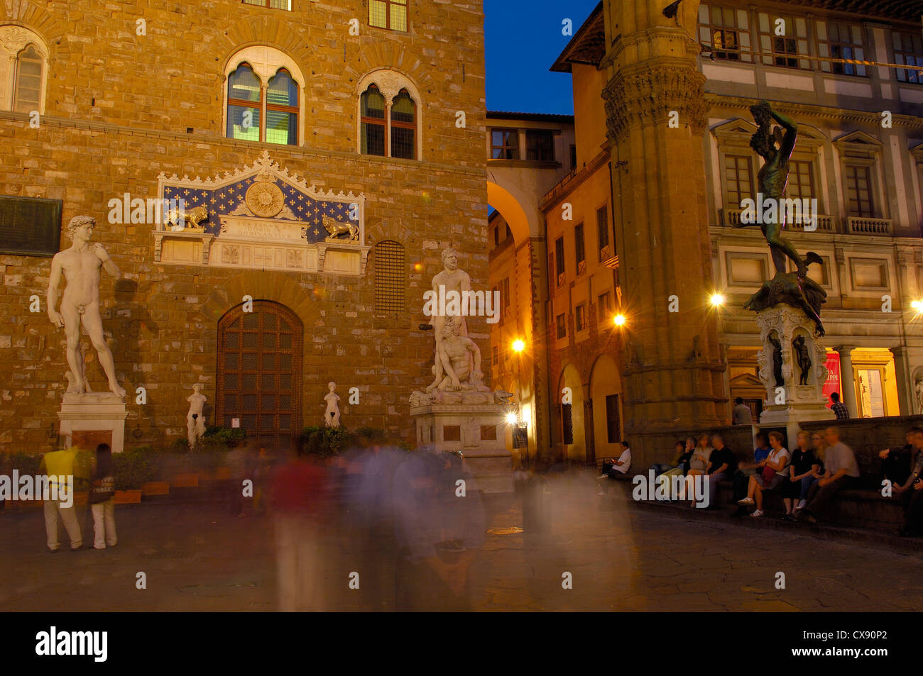 Florence, Statue of David by Michelangelo, La Signoria square, Piazza ...