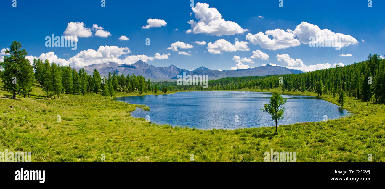 Panorama of lake, Altai, Russia Stock Photo - Alamy