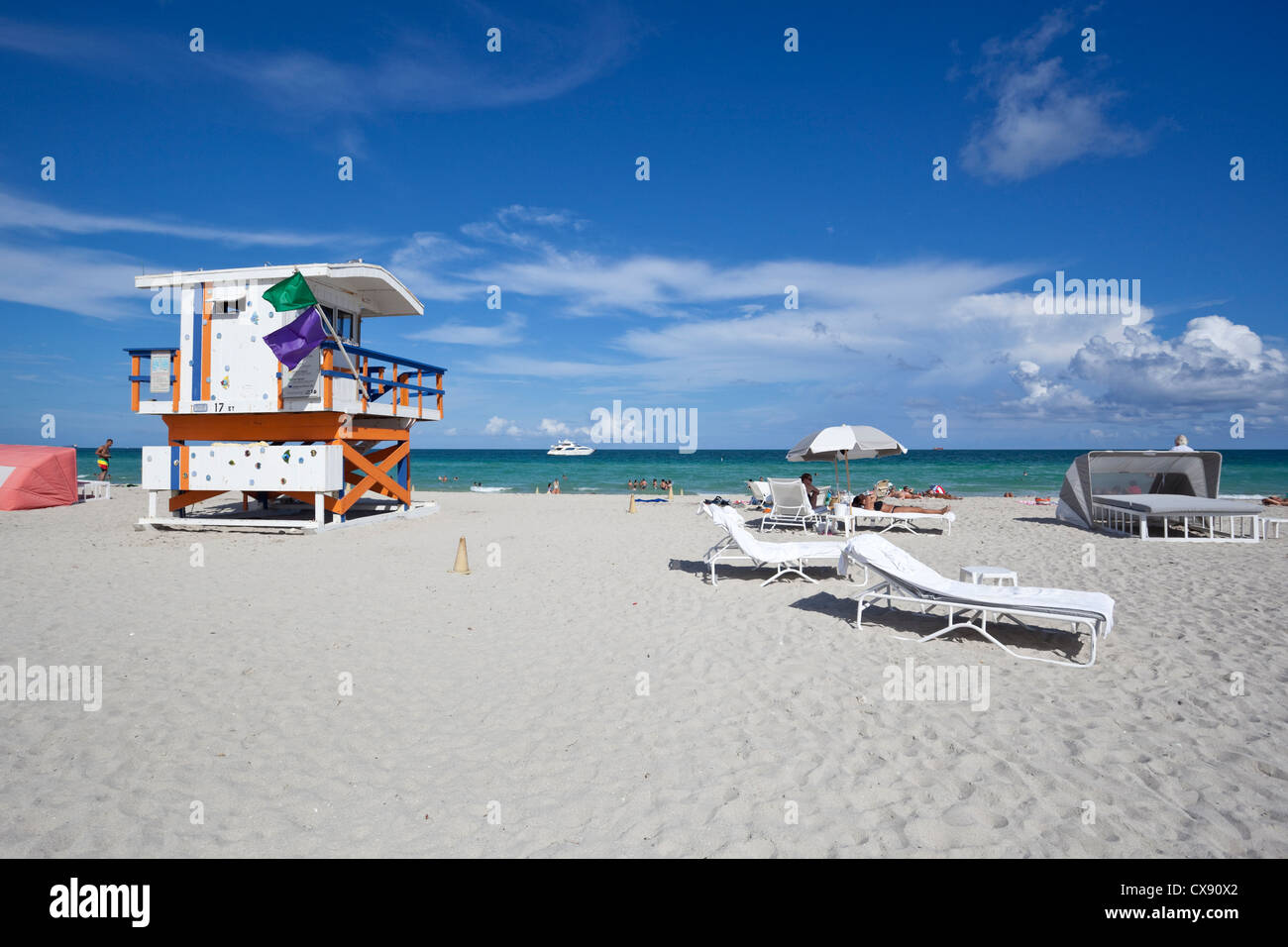 Lifeguard tower on South Beach, Miami Beach, Florida, USA Stock Photo ...
