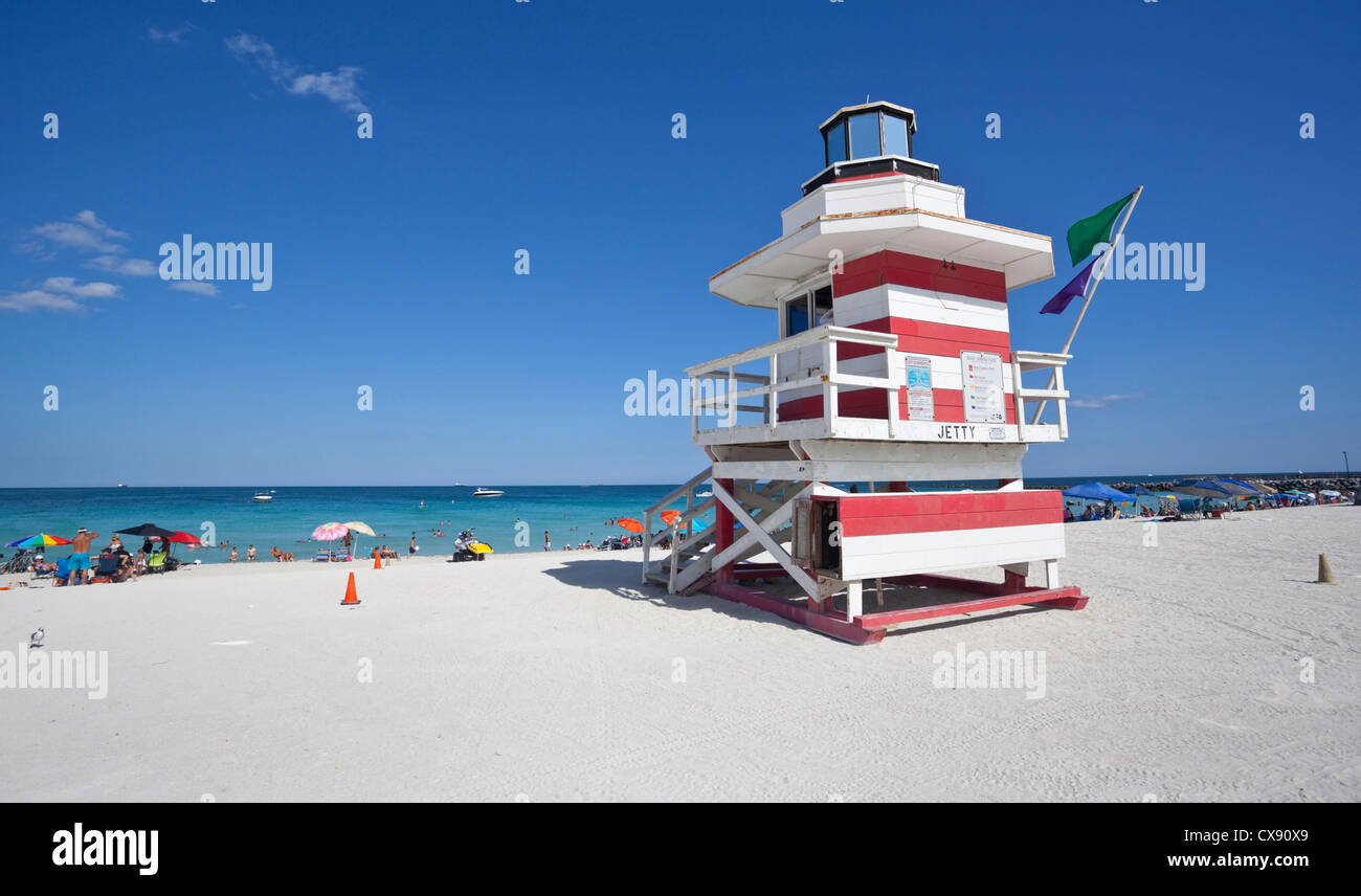 Art Deco style lifeguard tower, South Point Park, Miami Beach, Florida ...