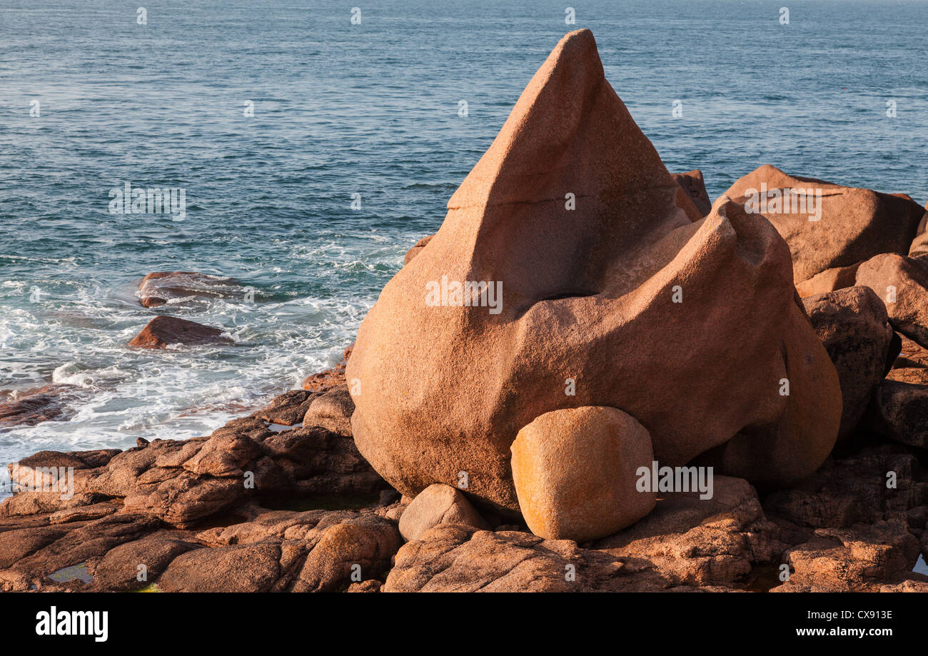 Iconic rocks located on The Pink Granite Coast in Brittany in northwest ...