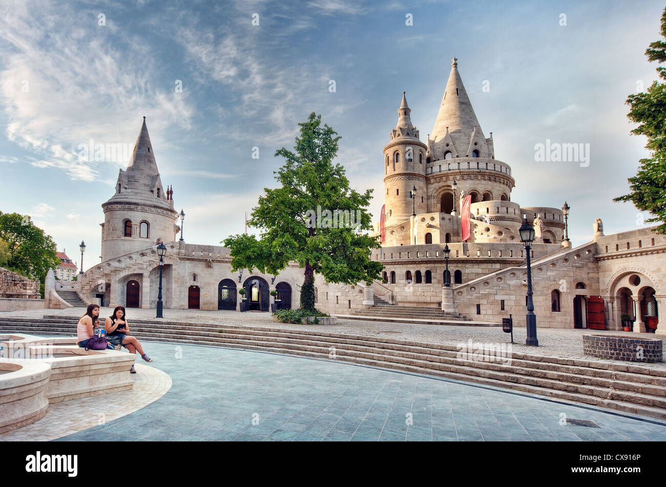 The Halászbástya or Fisherman's Bastion on the Castle hill in Budapest ...