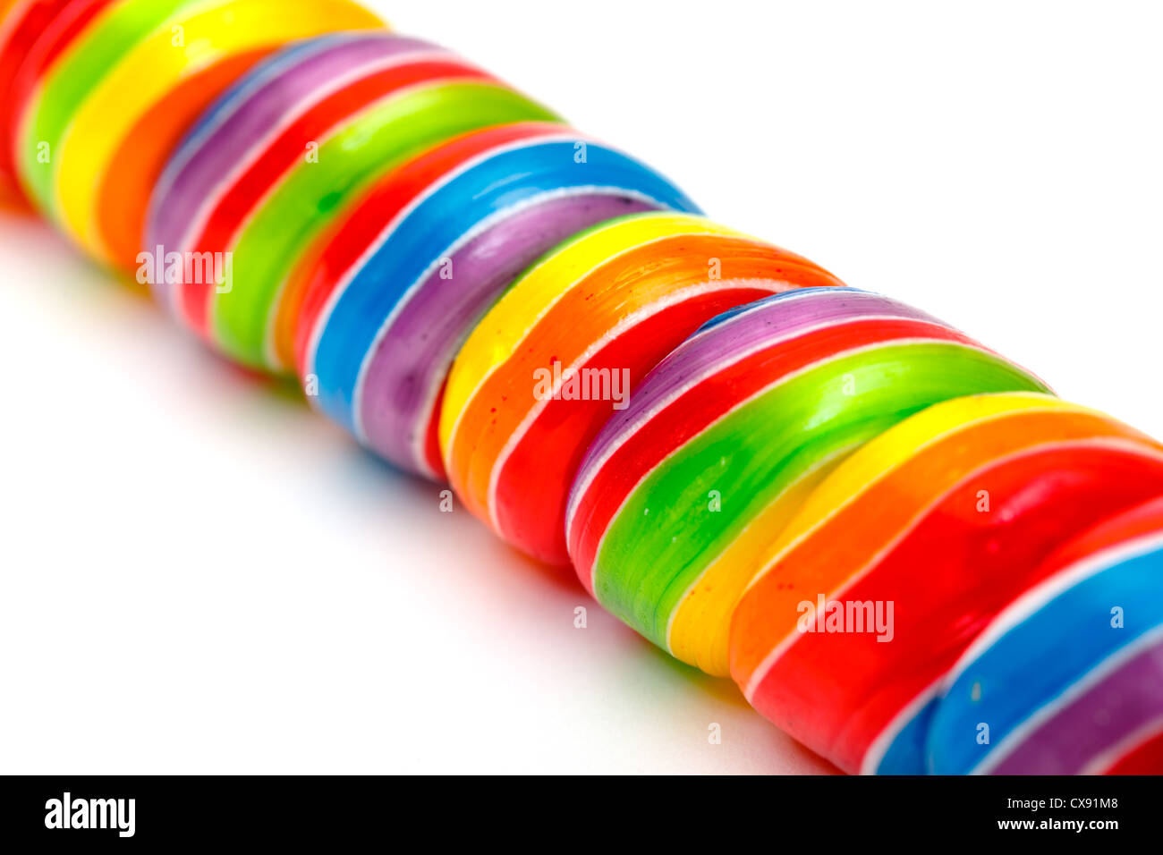 Rainbow Twirl Lollipop Candies, closeup Stock Photo - Alamy
