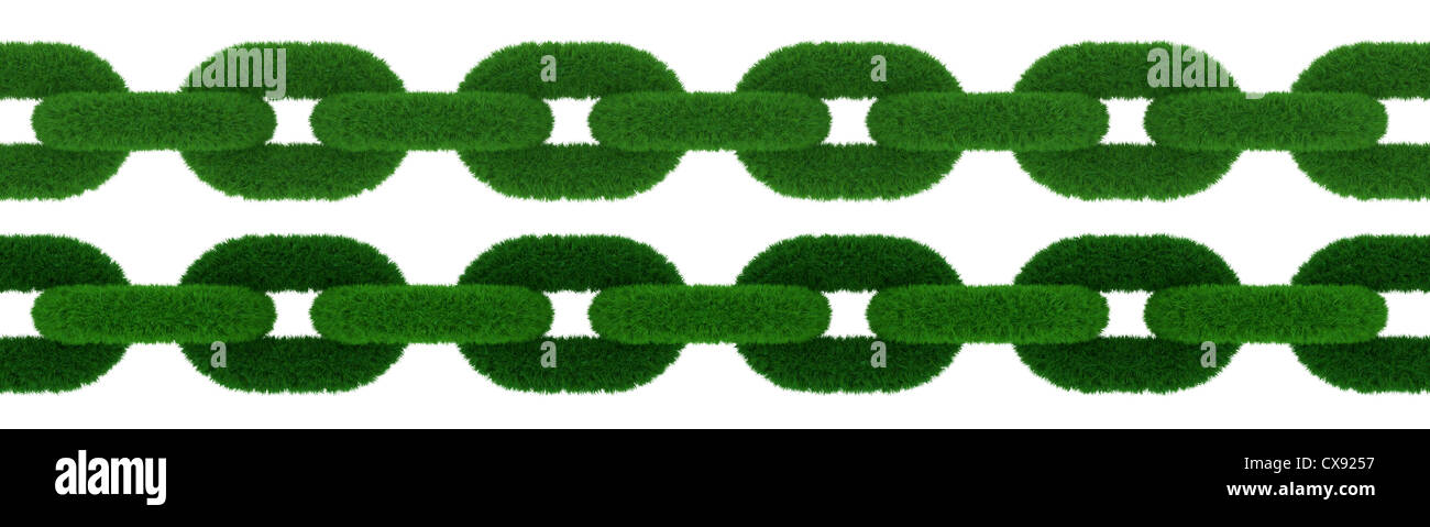 3d render of chain covered by grass on white background Stock Photo - Alamy