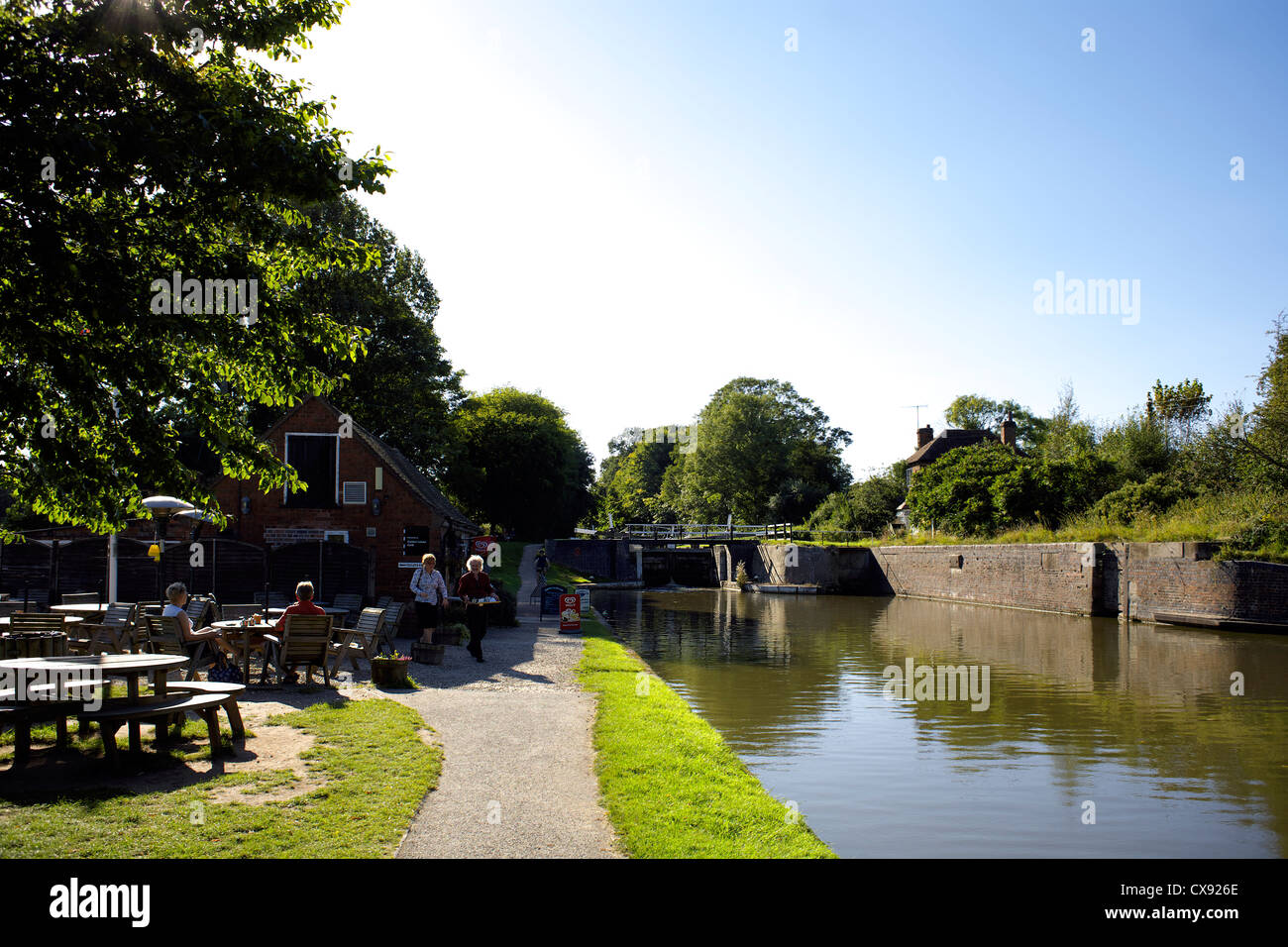 Hatton Locks Cafe, on, the, Grand Union Canal, Warwickshire, England ...