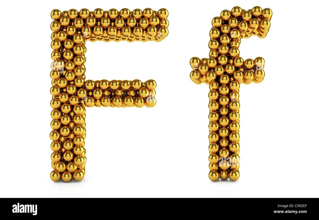 3d illustration of golden alphabet isolated on white background Stock ...