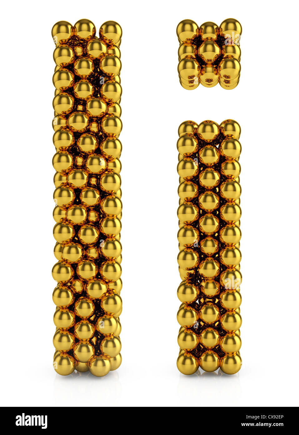 3d illustration of golden alphabet isolated on white background Stock ...