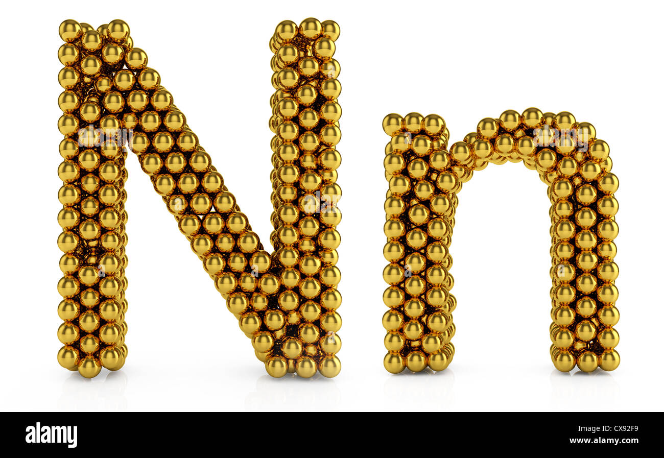 3d illustration of golden alphabet isolated on white background Stock ...