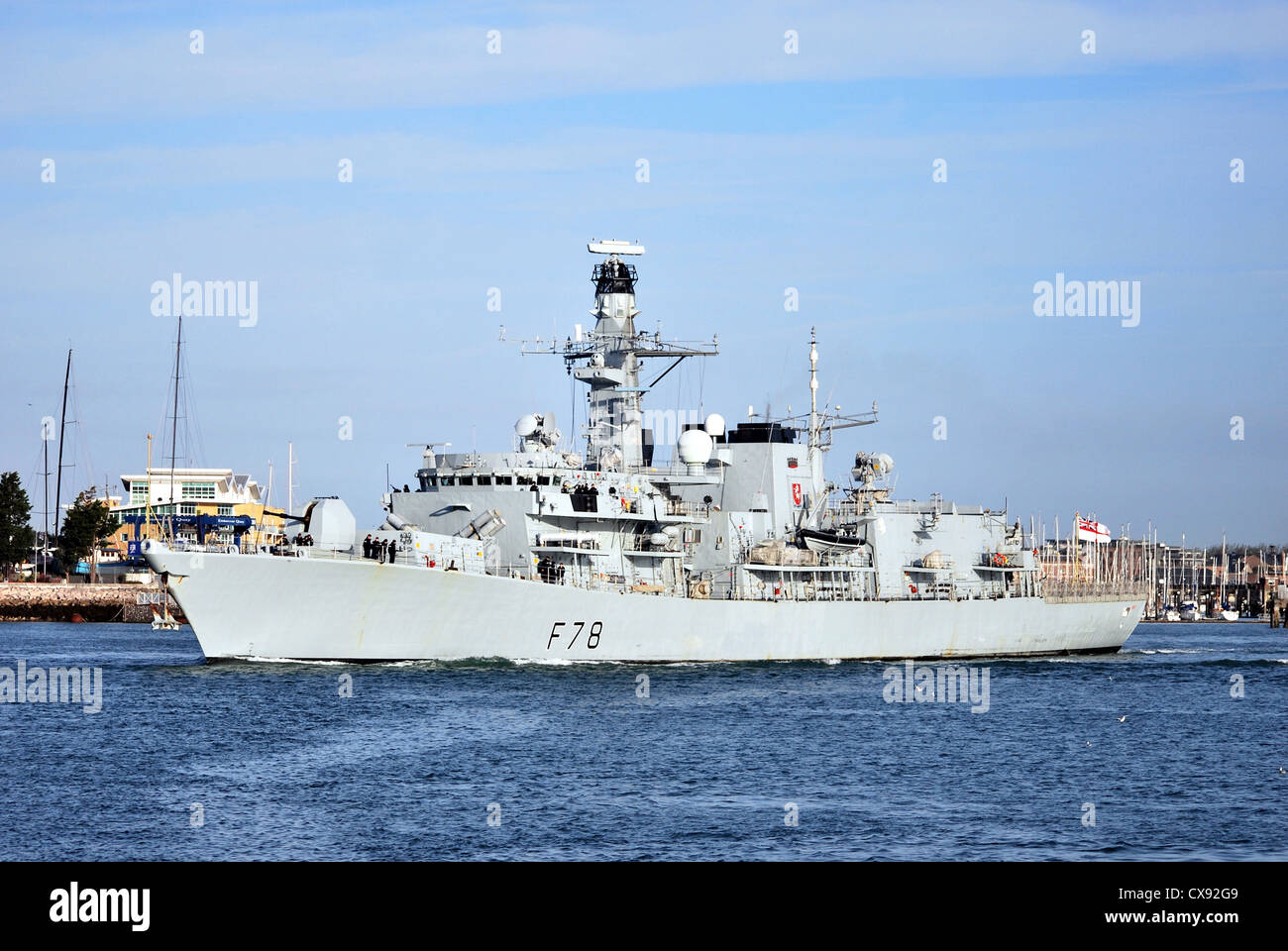 The Royal Navy Frigate "HMS Kent" departs from Portsmouth navy base ...