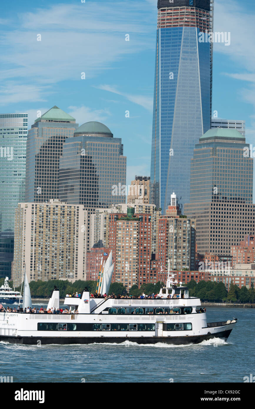 New York, New York. Manhattan city skyline including the Freedom tower ...