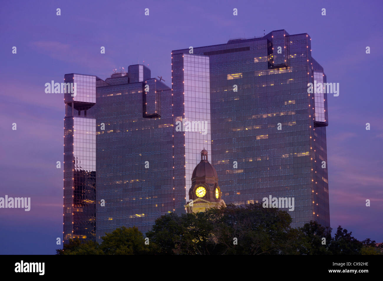 Fort Worth Skyline and buildings at dusk, Downtown Fort Worth, Texas ...