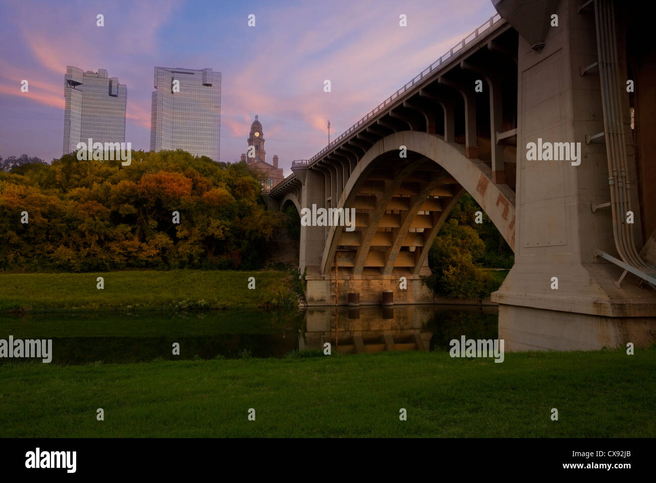 Fort Worth Skyline and buildings at dusk, Downtown Fort Worth, Texas ...