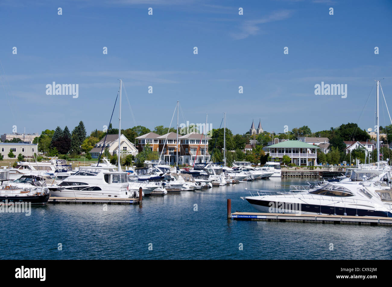 Wisconsin, Door County, Sturgeon Bay. Marina & port area of Sturgeon ...