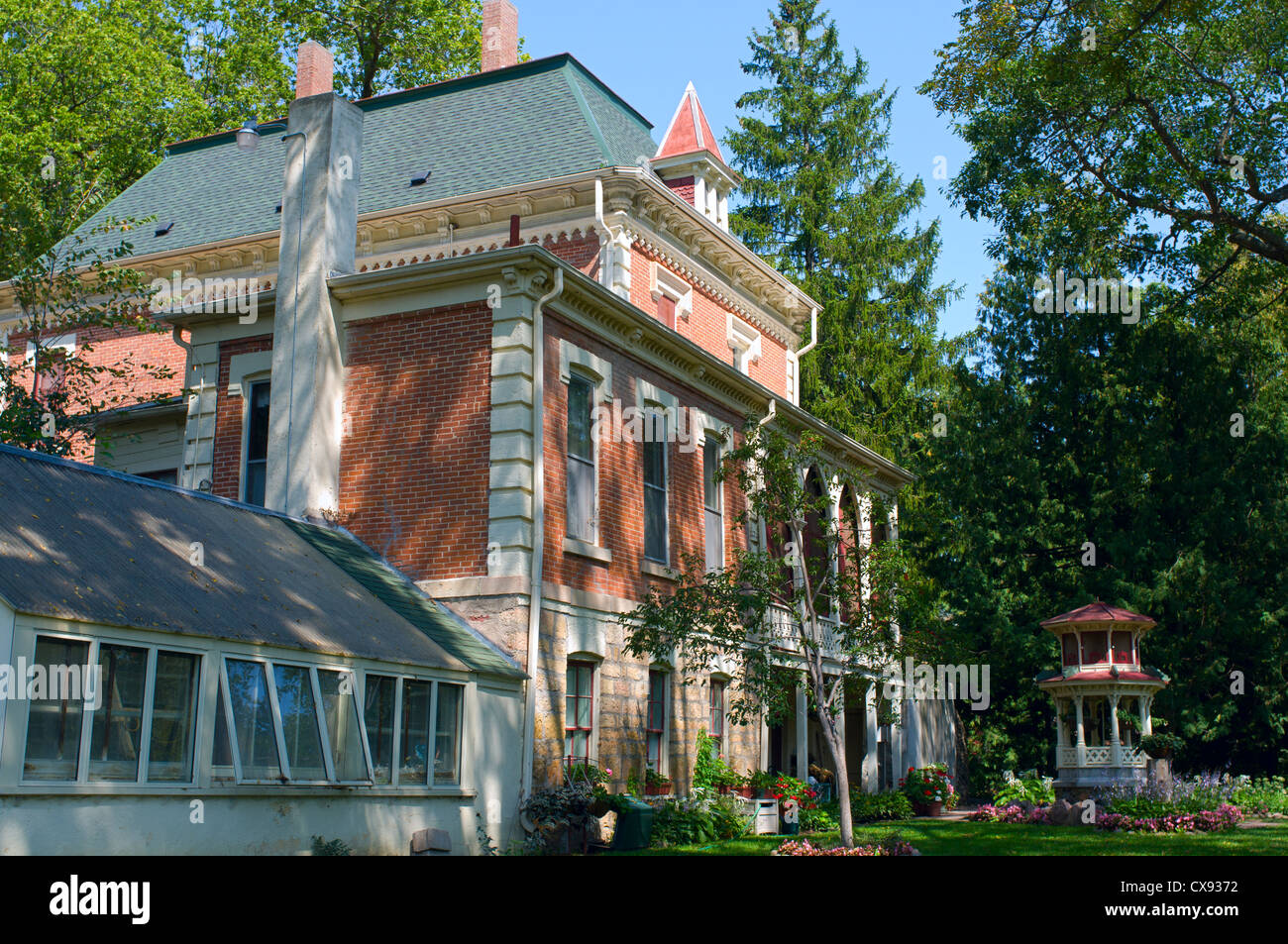August Schell mansion and yard with gazebo in New Ulm Minnesota Stock ...