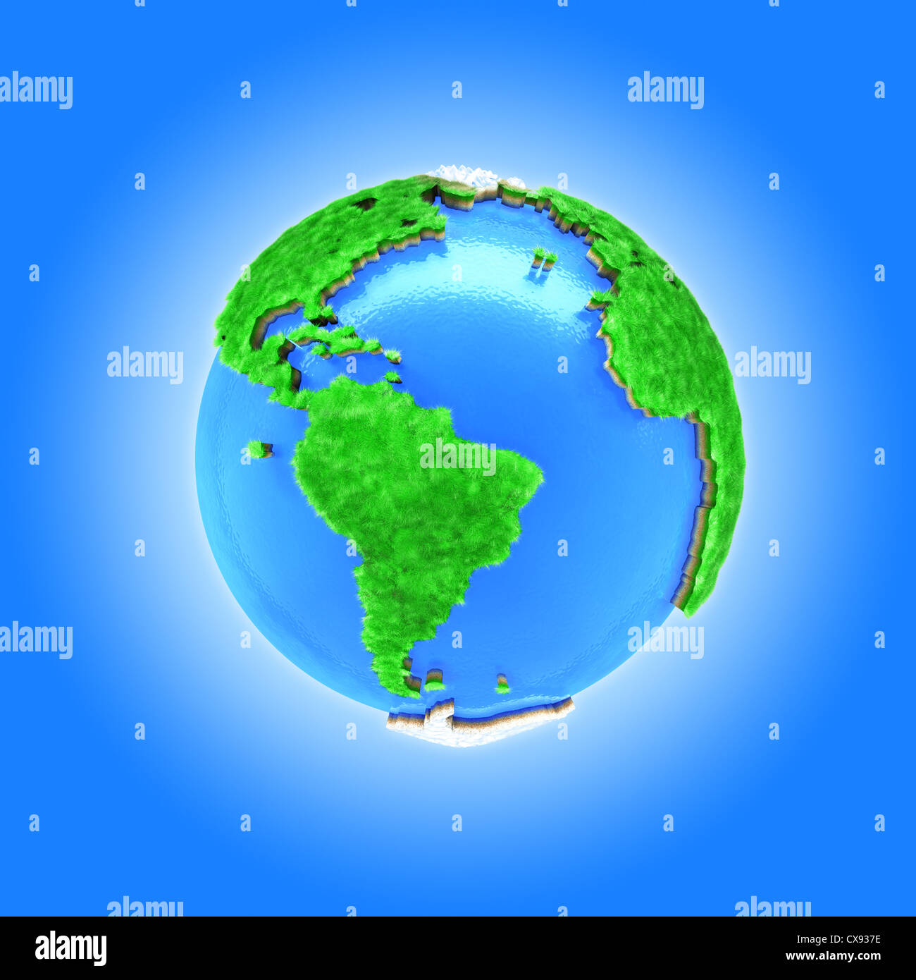 Planet earth with blue sky around Stock Photo - Alamy