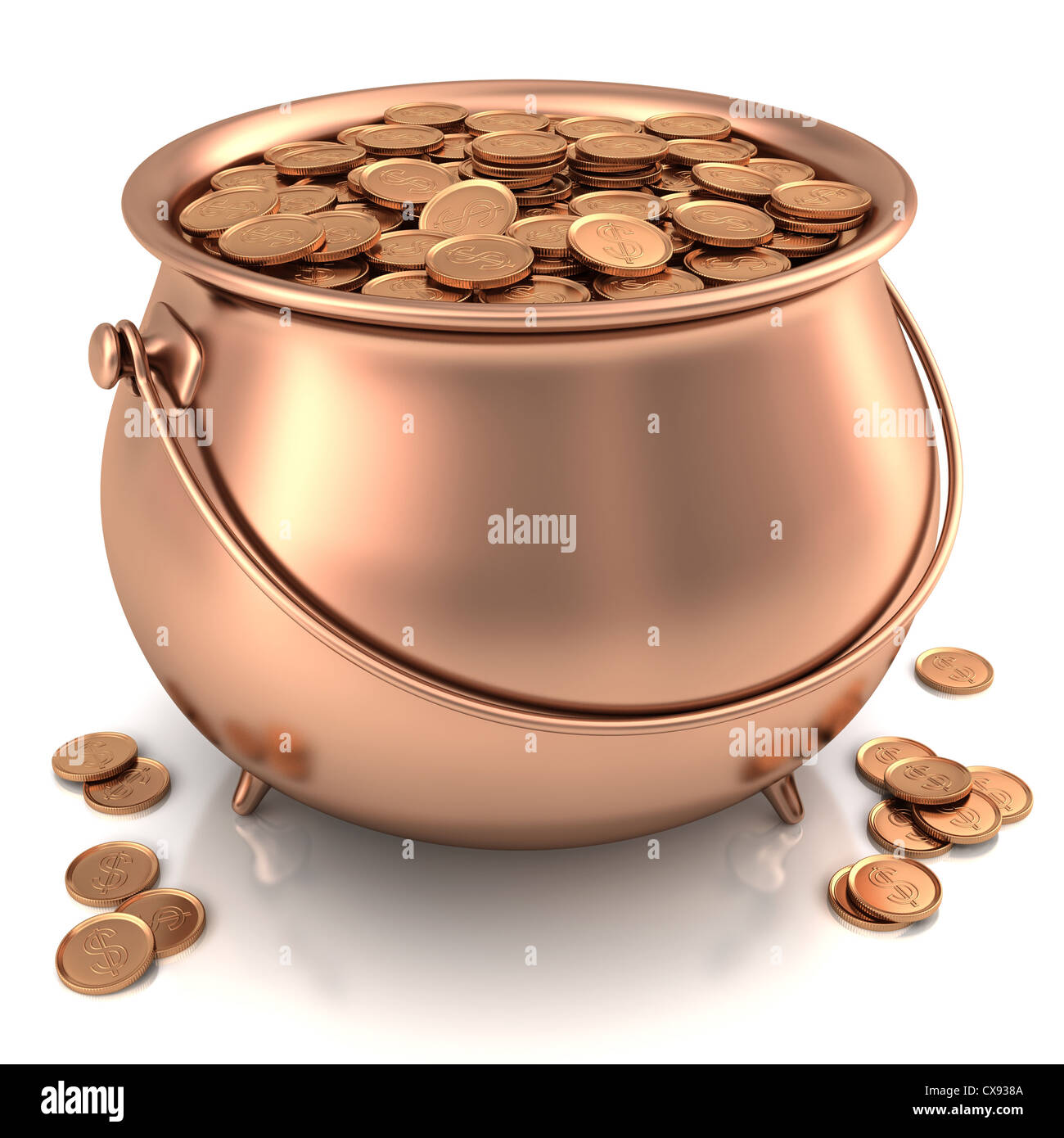 Golden pot full of gold coins Stock Photo - Alamy