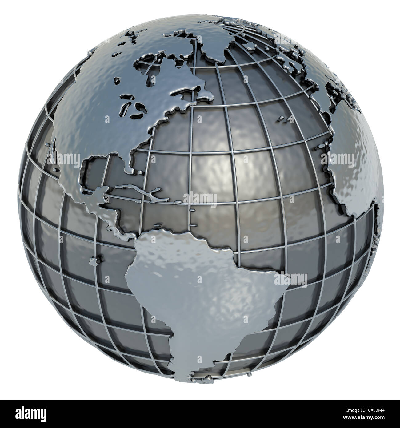 The Planet Earth made of metal on a white background Stock Photo - Alamy