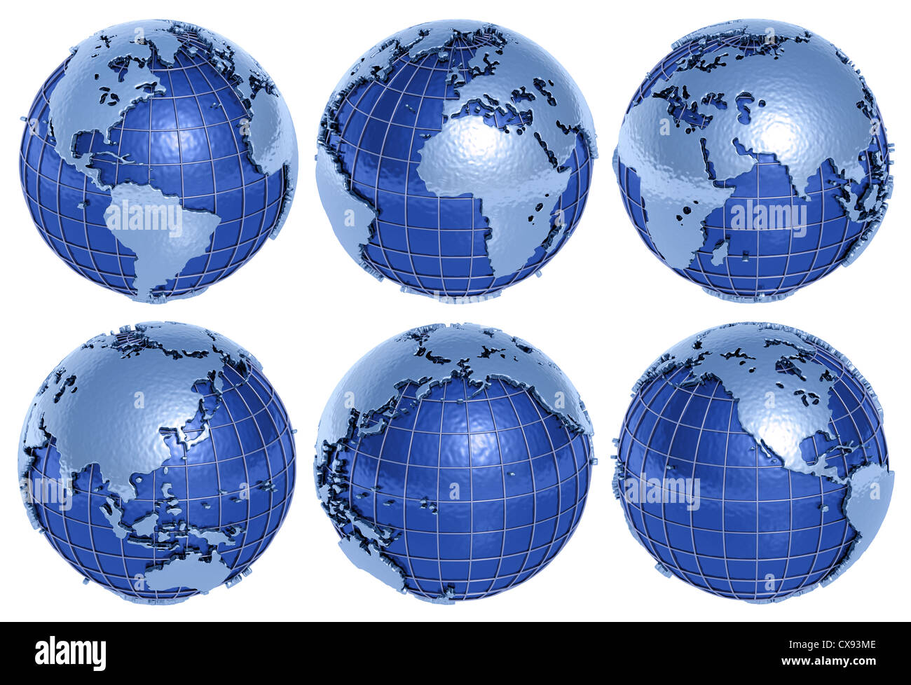 The globe of the Planet Earth in six sides on a white background Stock ...