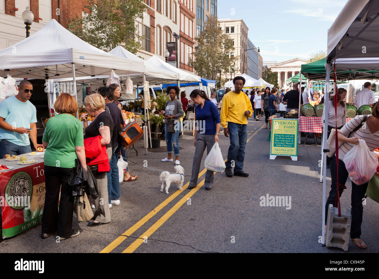 Weekend farmers market in the city - Washington, DC USA Stock Photo - Alamy