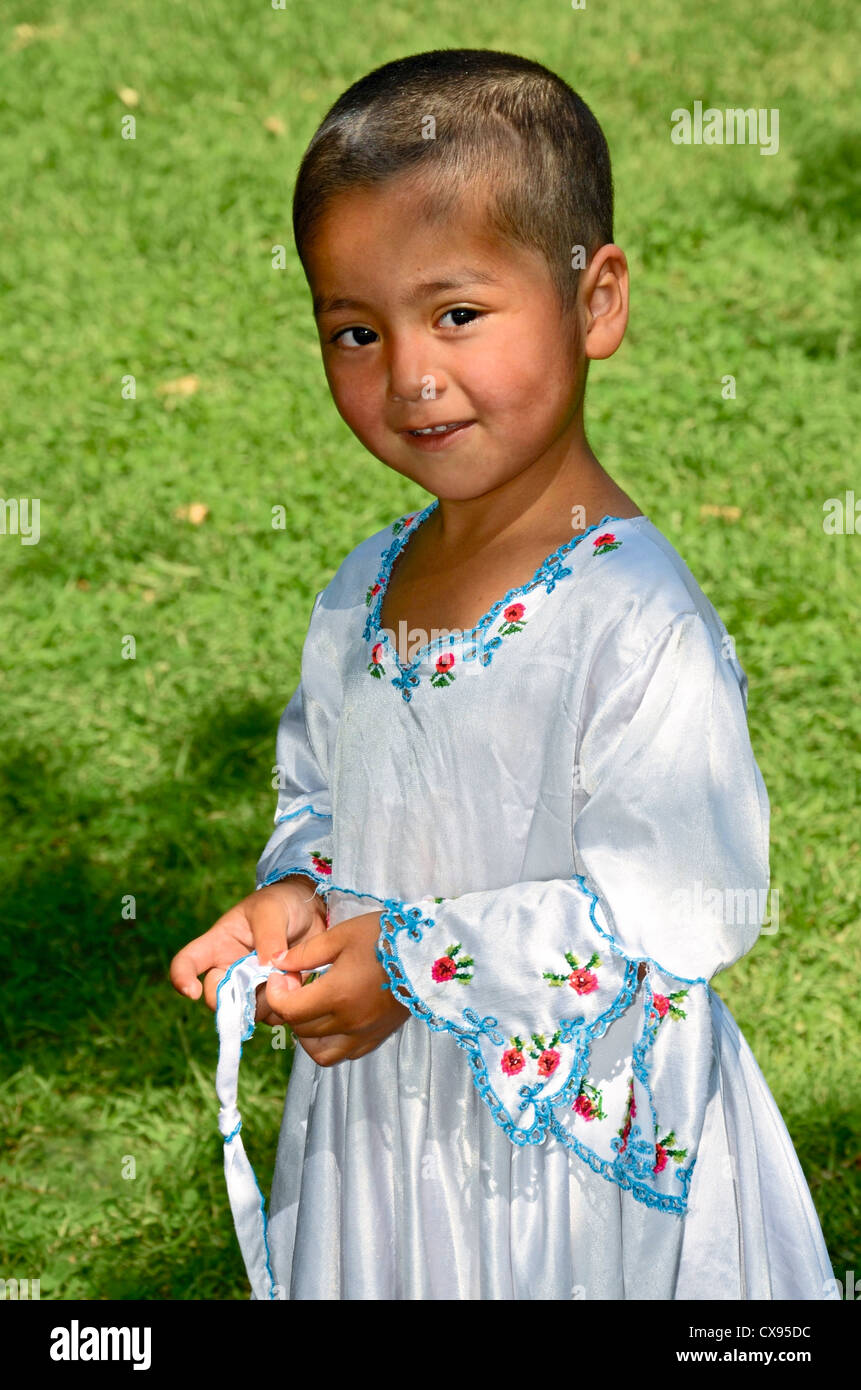 Uigur Girl in national clothes Xinjiang Altai Aletai City China Asia ...