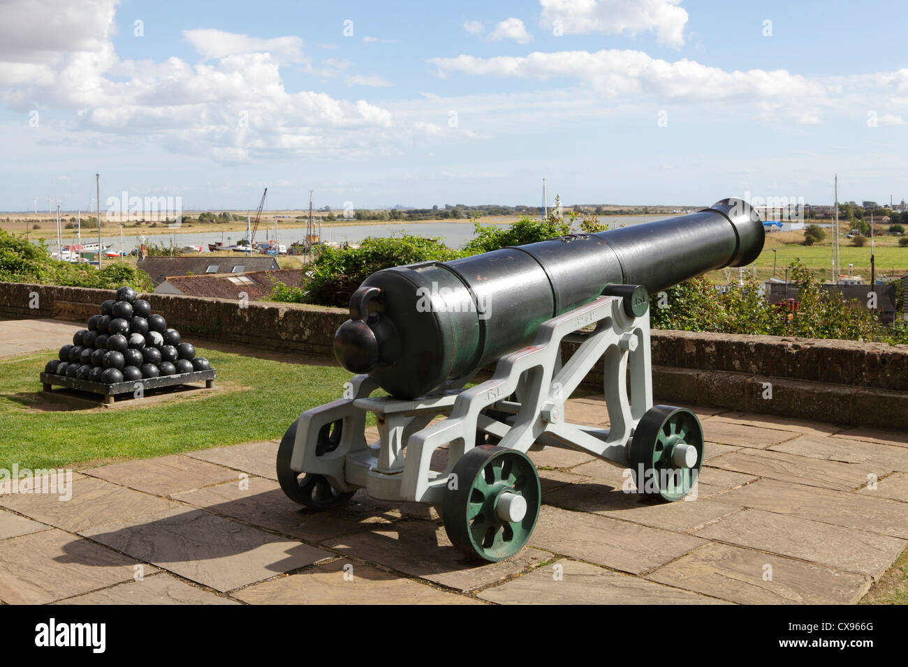 Cannon and cannonballs Gun gardens Rye East Sussex England UK GB Stock ...