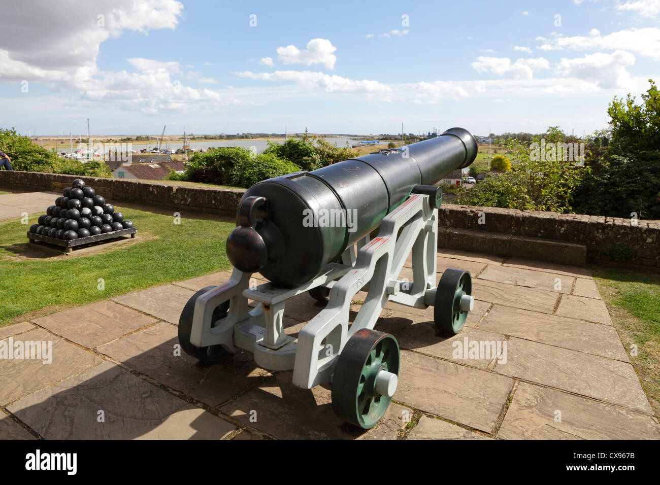 Cannon and cannonballs Gun Gardens Rye East Sussex England UK GB Stock ...