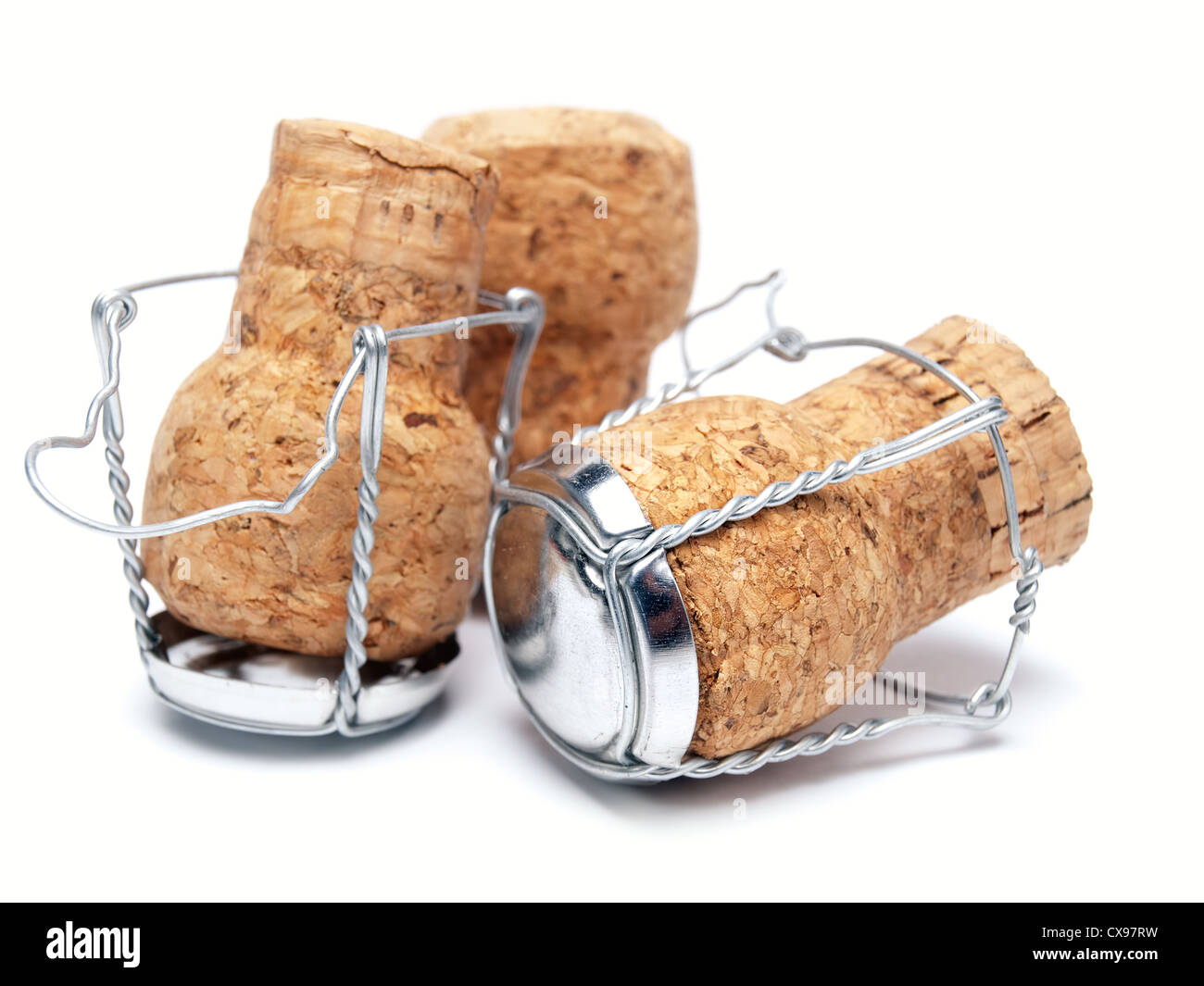 Champagne corks on a white background Stock Photo - Alamy