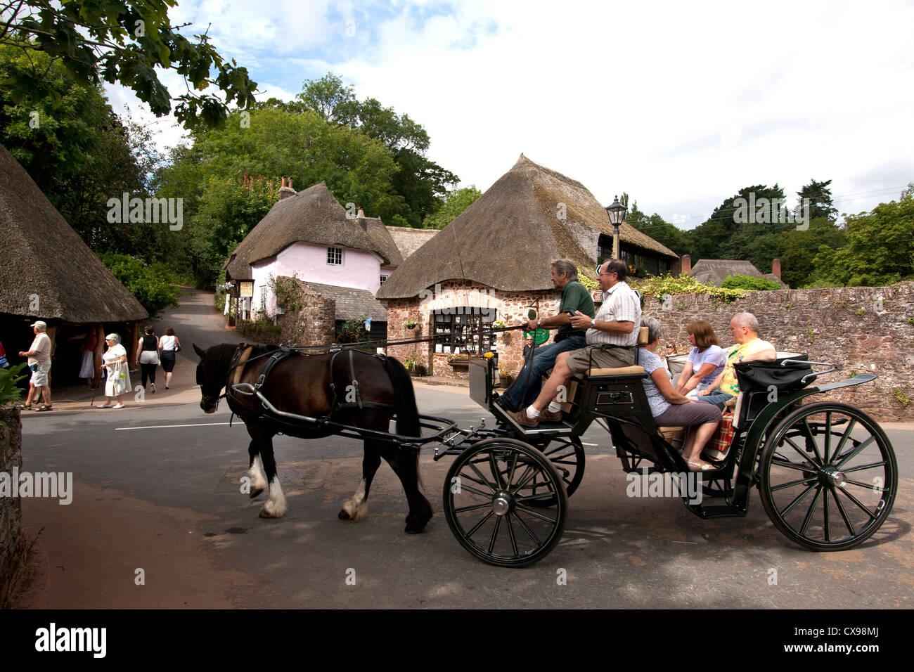 Horse drawn carriage, Cockington, Devon Stock Photo - Alamy