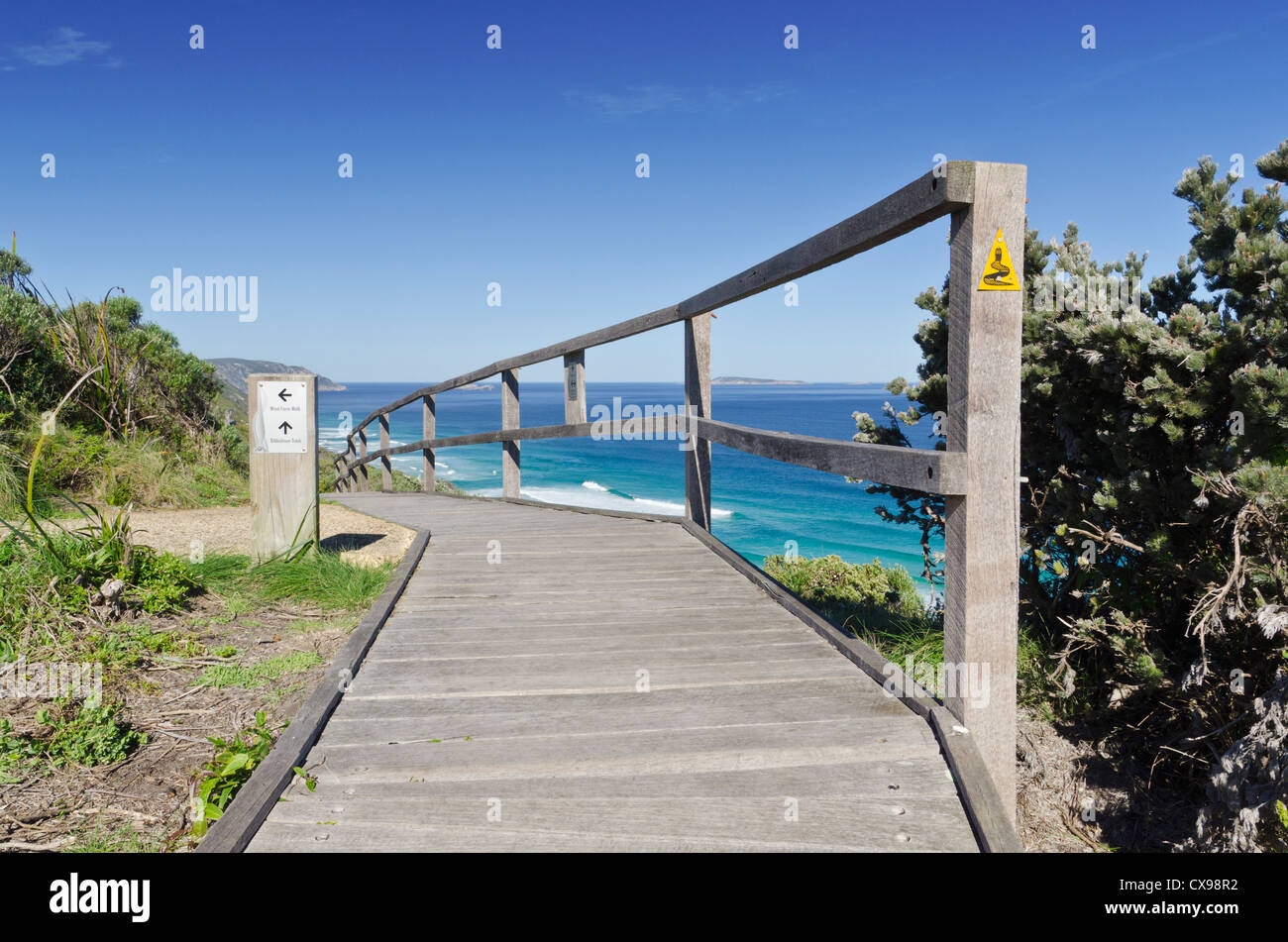 The wind farm walk follows the coastline above the Southern Ocean ...