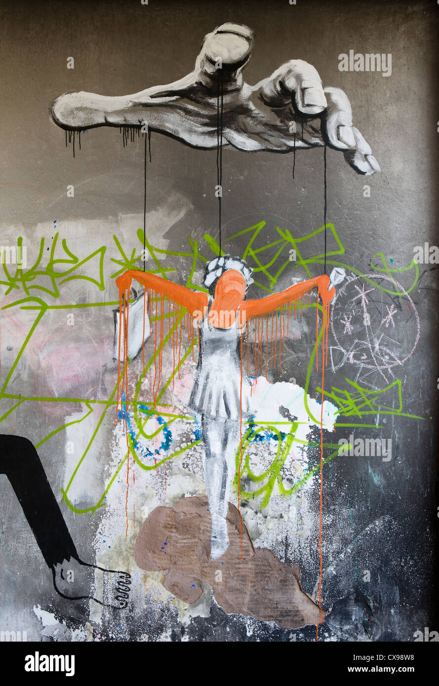 Puppet StreetArt Graffiti on walls Liverpool City centre graphic artist ...