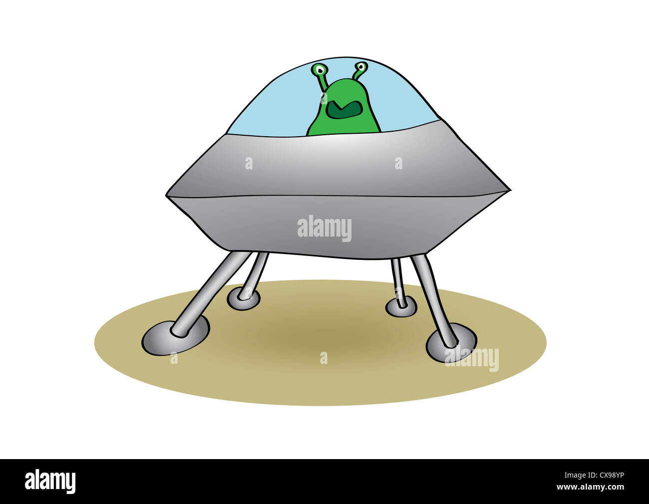 flying saucer with alien vector illustration Stock Photo - Alamy