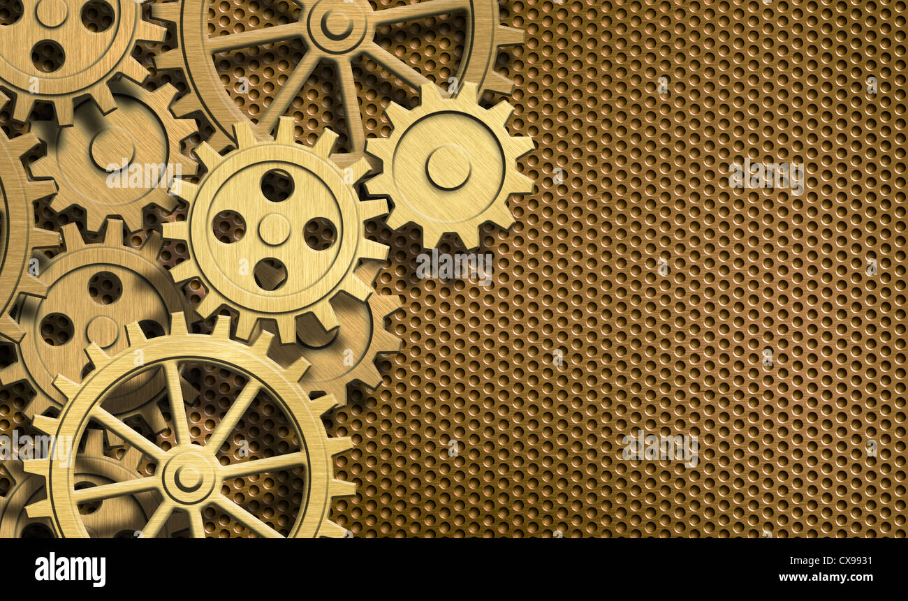 golden clockwork gears background Stock Photo - Alamy