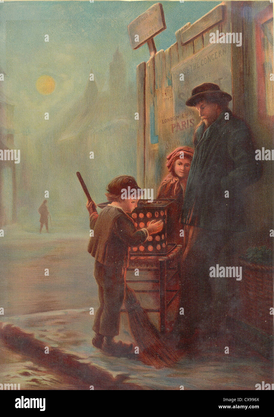 Victorian winter's night scene Stock Photo - Alamy