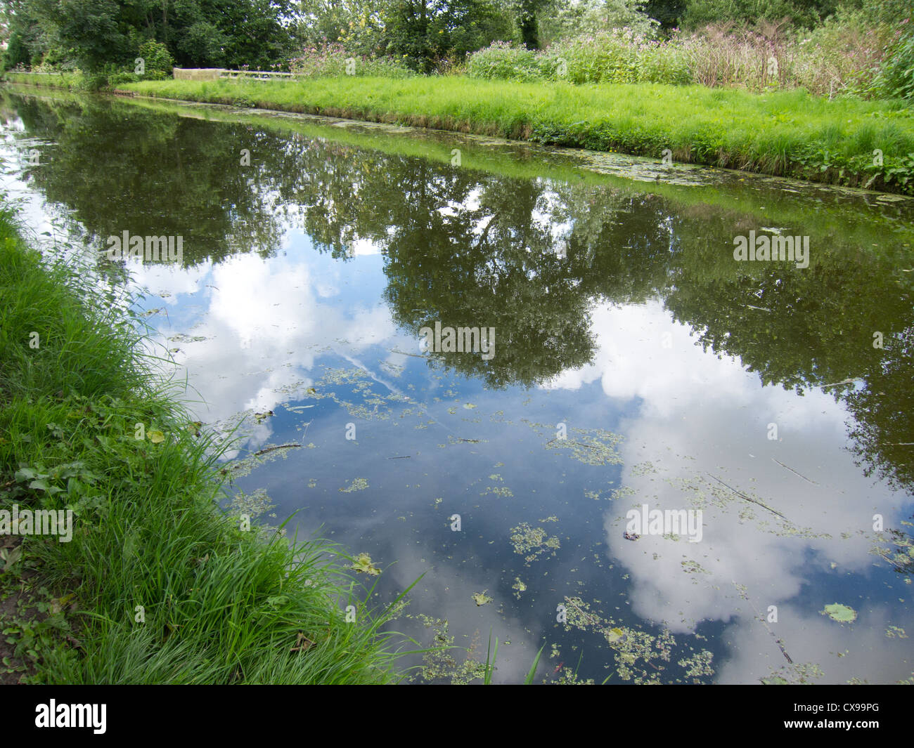 reflection of clouds on a typical British summer's day in the calm ...