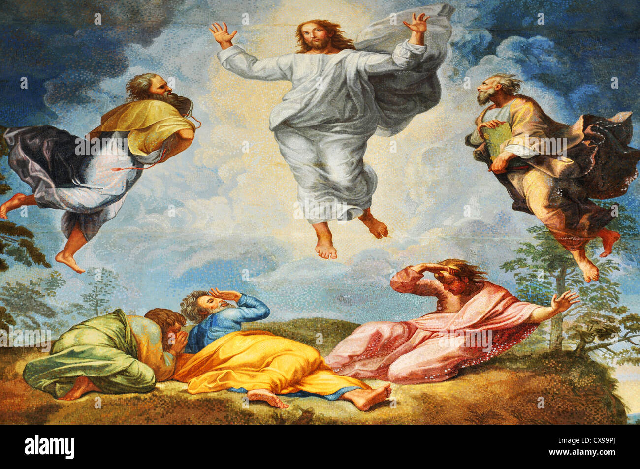 Renaissance mosaic depicting the biblical scene of Christ's Baptism ...