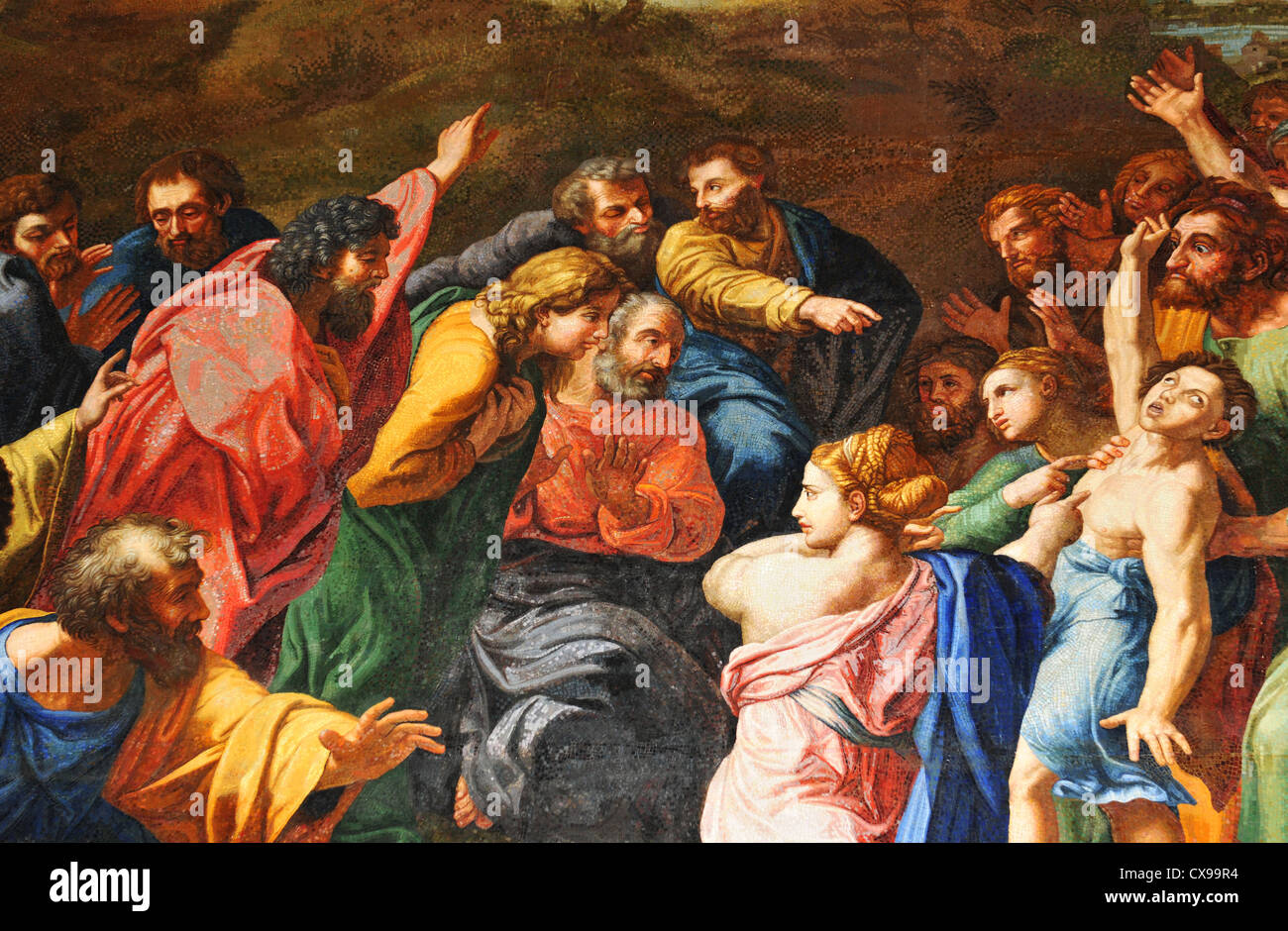 Renaissance mosaic depicting the biblical scene of Christ's Baptism ...