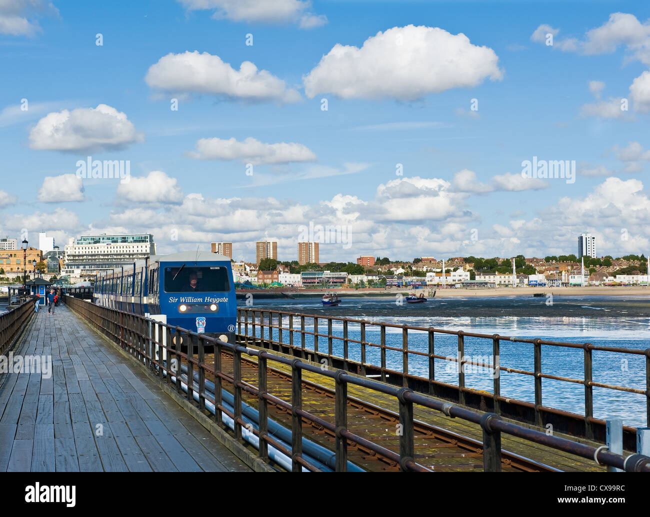 Southend pier with train Stock Photo - Alamy