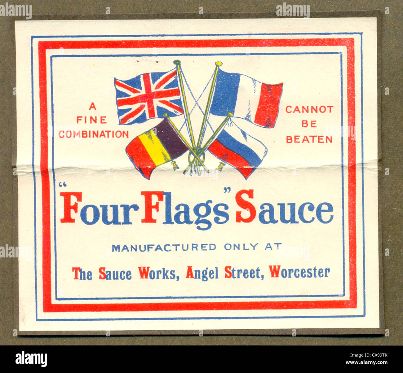 Patriotic label for Four Flags Sauce Stock Photo - Alamy