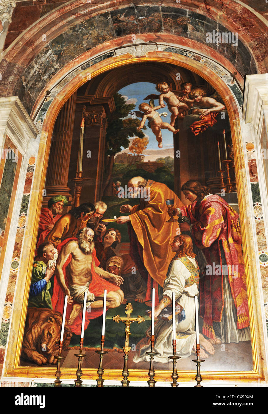 Renaissance mosaic depicting the biblical scene of Christ's Baptism ...